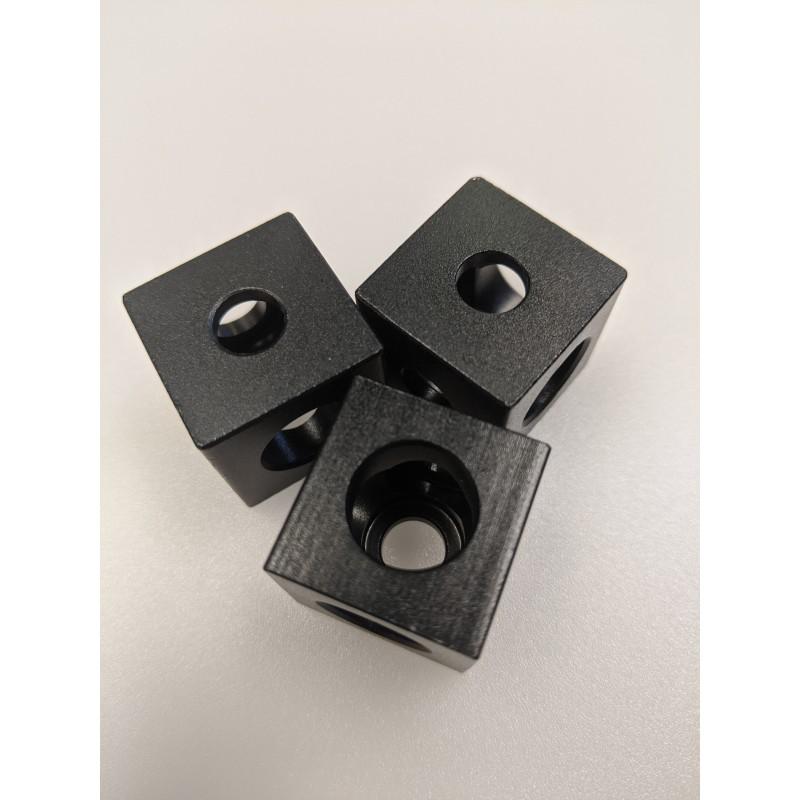 2020 3-Way Corner Cube Extrusion Connector - Black