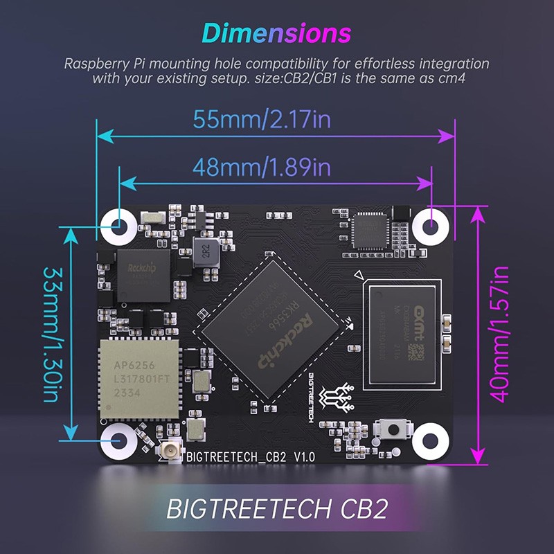 BIGTREETECH CB2 Control Board - 2GB LPDDR4 - 32GB eMMC Storage - WiFi