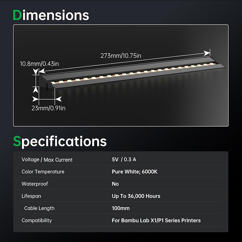 BIGTREETECH Panda Lux Magnetic LED Light Kit for Bambu Lab 3D Printers