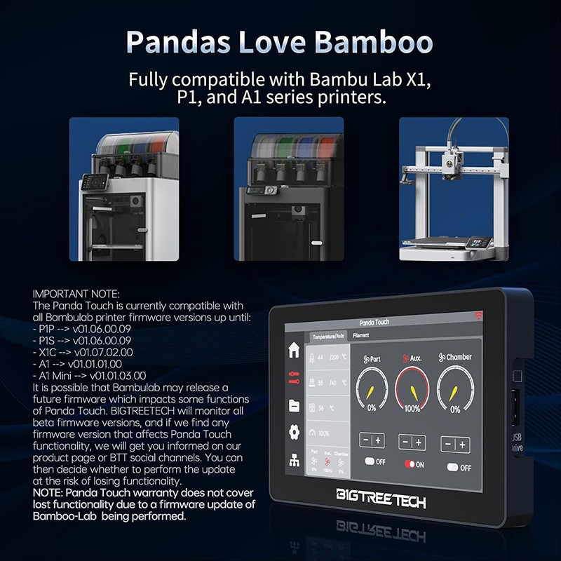 BIGTREETECH Panda Touch 5" Screen for Bambu Lab 3D Printers